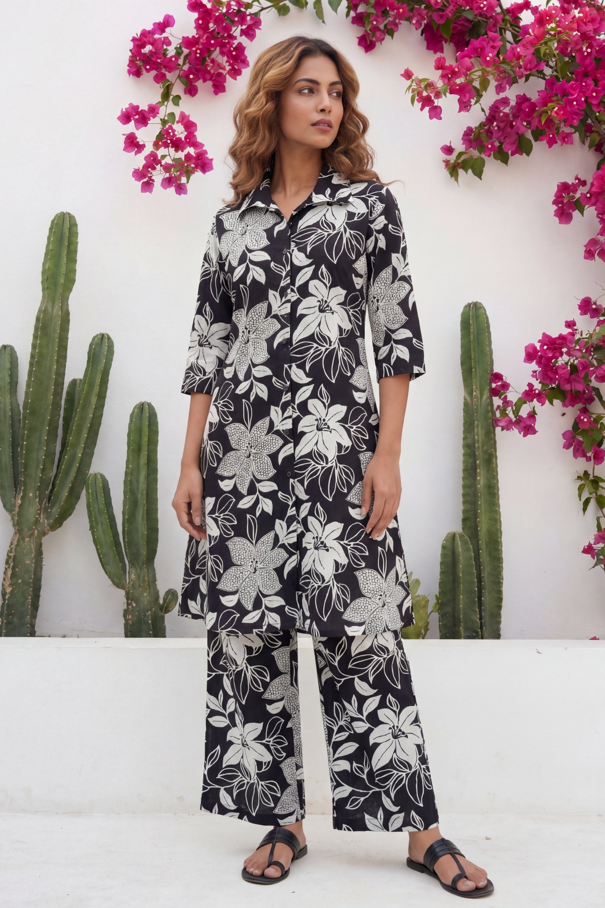 Noir Garden Bold Floral Cotton Co-ord Set | Me&My